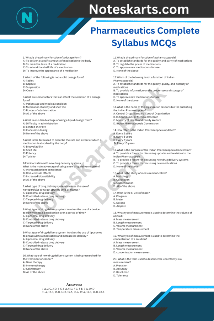 D.Pharma Exit Examination Book PDF Noteskarts
